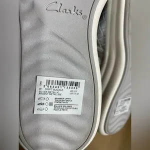 Clarks | Shoes | Clarks Silver Slide Sandals With Adjustable Straps ...